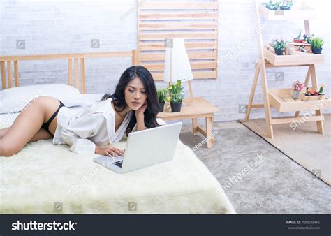 Sexy Asian Woman Computer Notebook On Stock Photo Edit Now