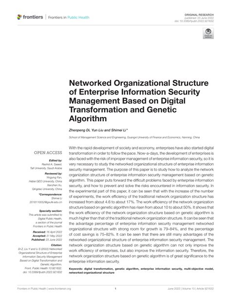 Pdf Networked Organizational Structure Of Enterprise Information Security Management Based On