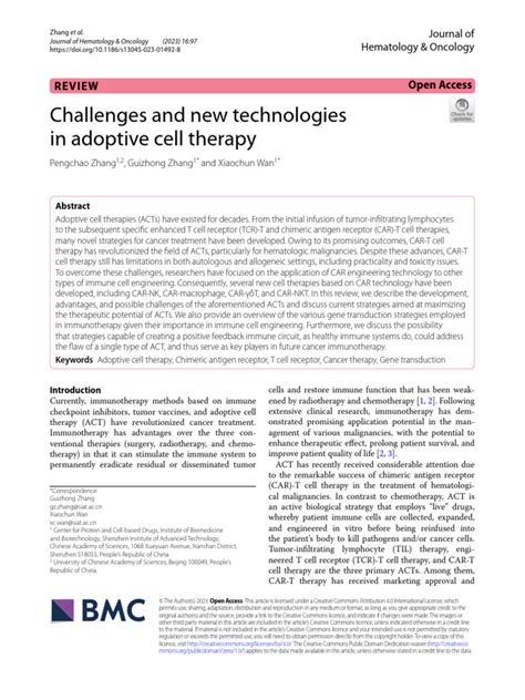 Adoptive Cell Therapy Review Pdf Antigen Immunotherapy