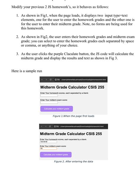 Solved Modify Your Previous JS Homeworks So It Behaves Chegg
