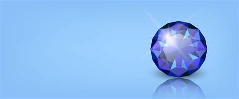 3d 현실적인 파란색 투명 라운드 빛나는 보석 다이아몬드 크리스탈 라인석이 반사된 파란색 배경에 근접 촬영된 벡터 수평 배너 보석 개념 디자인 템플릿 0명에 대한 스톡 벡터