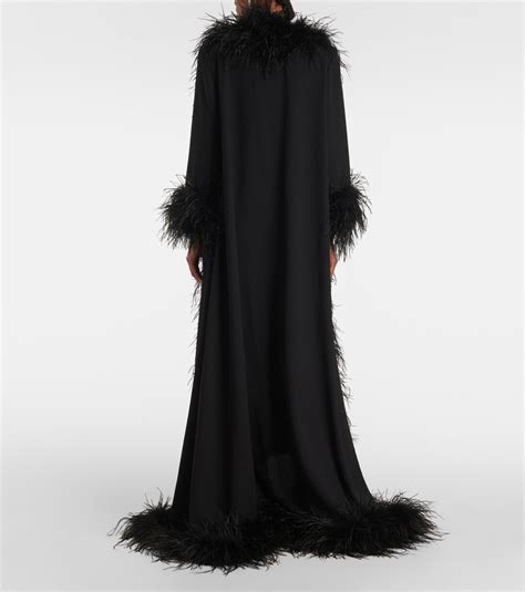 Electra Feather Trimmed Crêpe Coat In Black The New Arrivals Ilkyaz Ozel Mytheresa