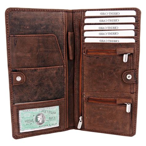Genuine Leather Mens Passport Holder Wallet Credit Card