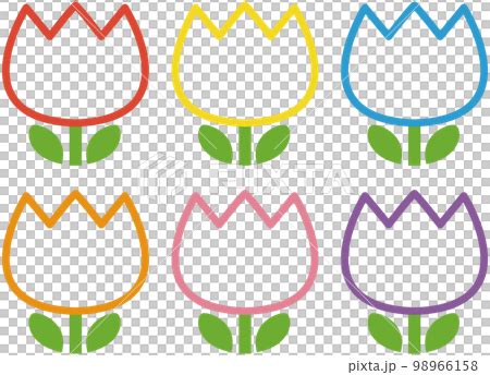シンプルで可愛いチューリップの見出しセットのイラスト素材 98966158 PIXTA