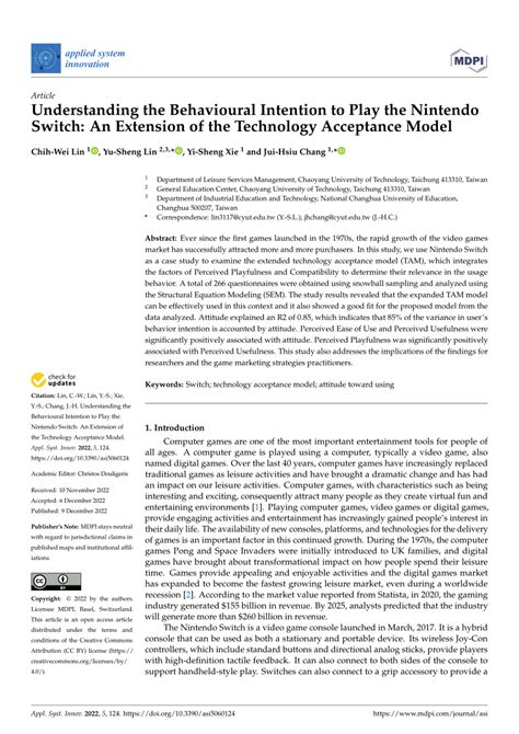PDF Understanding The Behavioural Intention To Play The Nintendo