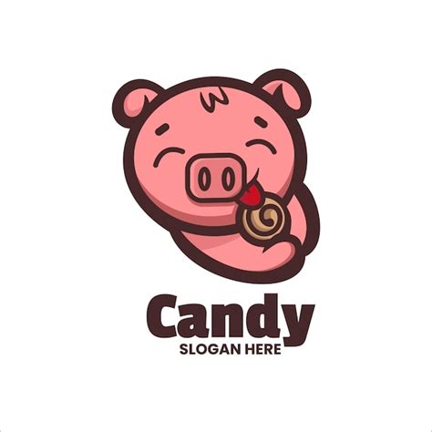 Un Logo De Cochon Avec Le Logo De Bonbons En Titre Vecteur Premium