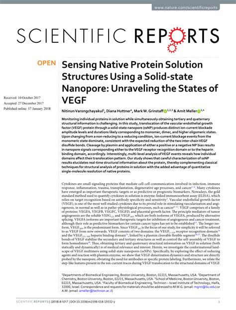 Pdf Sensing Native Protein Solution Structures Using A Solid State Nanopore Unraveling The