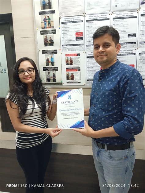 Kamal Shah On Linkedin Congratulations Dhwani Panchal For Internship