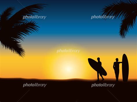 ビーチ サーファーのシルエット イラスト素材 5091342 フォトライブラリー photolibrary