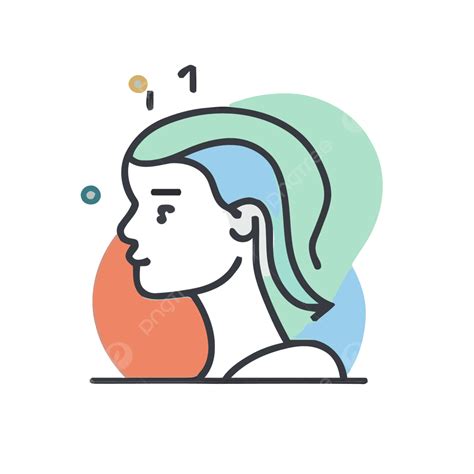 여성 프로필에 대한 선형 그래픽 개념 벡터 흰색 배경에 학생의 생각을 묘사하는 직계 아이콘 플랫 아이콘 및 드리블에 의한 벡터 일러스트 비핸스 Hd Png 일러스트