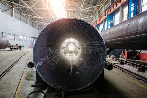 Modern Pipe For Gas Or Oil Pipeline Construction Inside View Stock