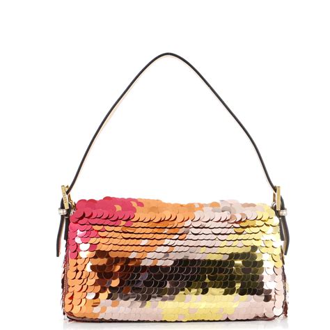 Fendi Baguette 1997 Bag Sequin Embellished Satin Medium Gold 27397711