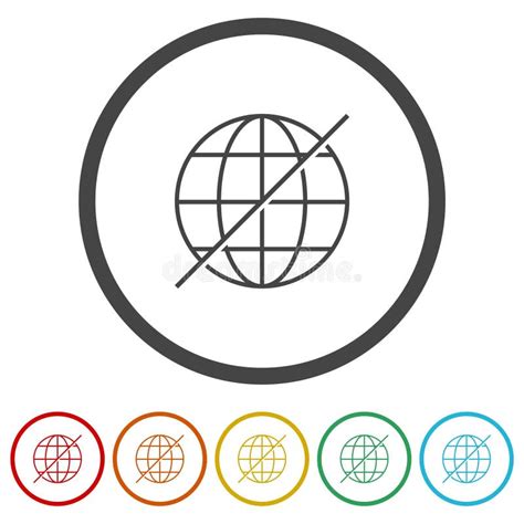 Offline Internet Icon Set Icons In Color Circle Buttons Stock Vector