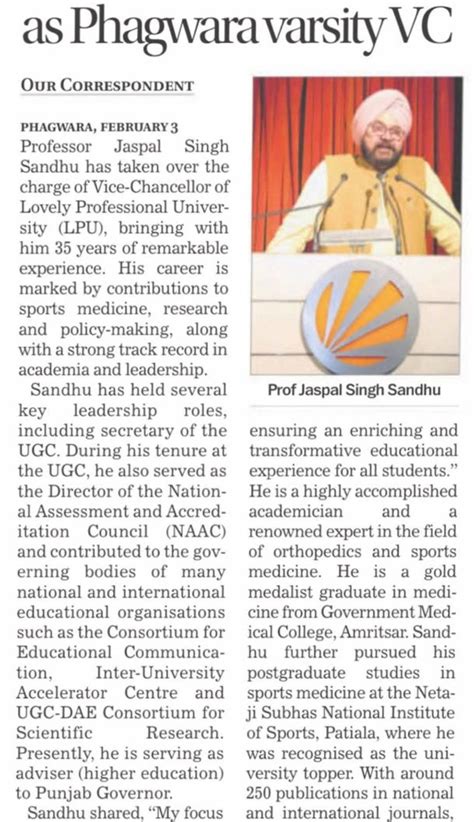 Deepak Chalotra On Linkedin Professor Jaspal Singh Sandhu Has Taken
