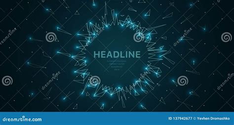 Polygonal Wireframe Mesh Futuristic With Circle Frame Concept Sign On Dark Background Vector
