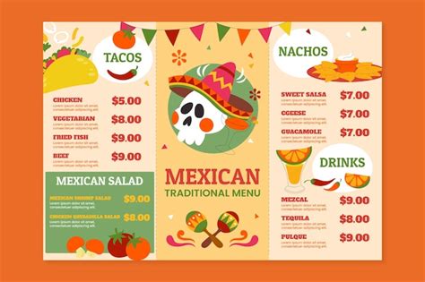 Free Vector Mexican Bar Menu Template Design