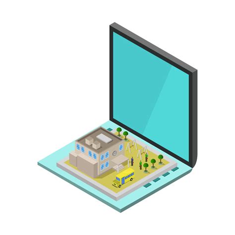 Online School On Isometric Laptop Vector Art At Vecteezy