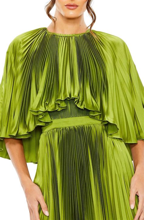 Mac Duggal Pleated Capelet Satin Cocktail Dress Nordstrom Modest