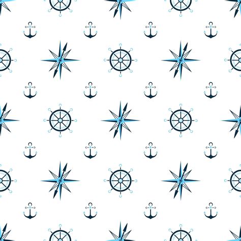 Premium Vector Captain Wheel Water Anchor Seaman Compass Nautical Background Seamless Pattern