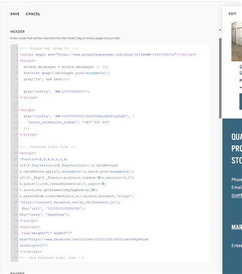 Adding Multiple Code Blocks Piece Of Code Into The Header Code Injection Panel Other