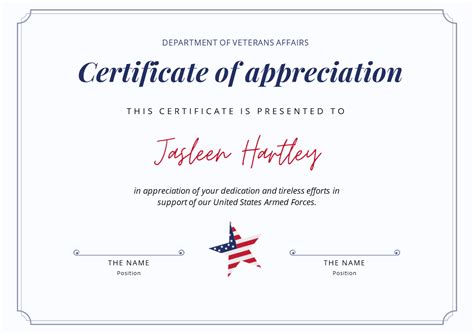 Download Veterans Certificate Of Appreciation Brain Powerpoint