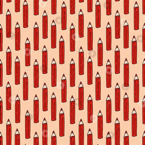 Бесшовный узор красными карандашами на бежевом фоне Векторное изображение Ozero российский