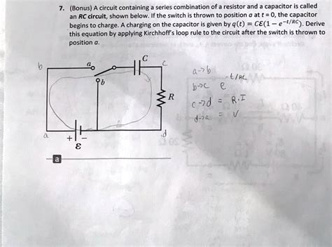 solved bonus circuit containing series combination of resistor and