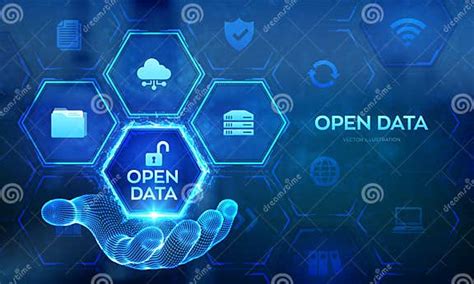 Open Data Database Icon In Wireframe Hand Digital File Storage System