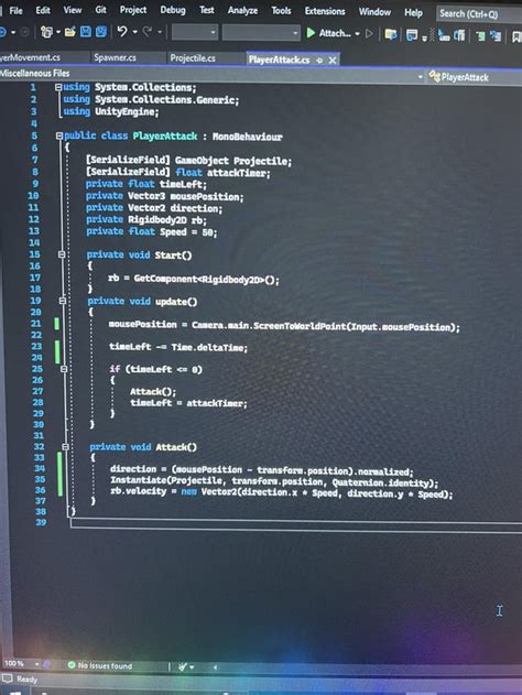 Any Idea Why My Player Wont Shoot Projectiles Runity2d