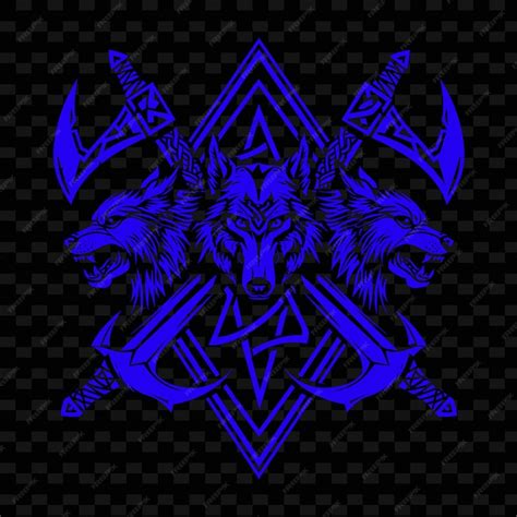 Premium Psd Viking Berserker Rune Logo With Wolves And Axes For