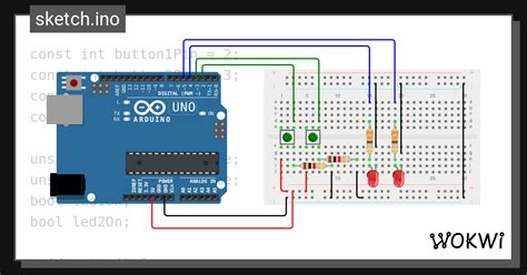 Led2 Pulsante Millis Wokwi ESP32 STM32 Arduino Simulator
