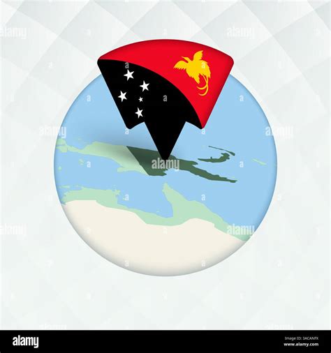 papua new guinea map highlighted with flag marker flag pointer on