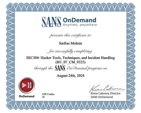 Sarfraz Mohsin On Linkedin Cybersecurity Sans Incidentresponse Soc Alwayslearning Sec504