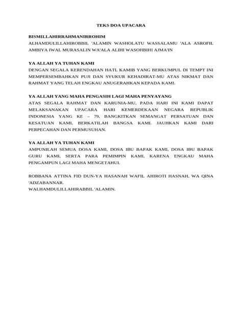 Teks Doa Upacara Hari Senin Pdf