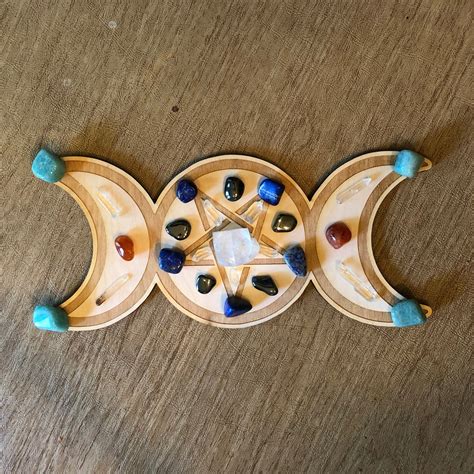 Triple Moon Pentagram Crystal Grid Zen And Meow