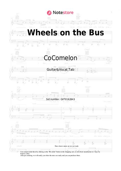 Wheels On The Bus Cocomelon Guitar Tabs With Lyrics At Note