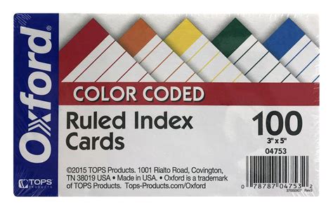 20 Units Of Oxford Color Coded Ruled Index Cards 3 Inch X 5 Inch
