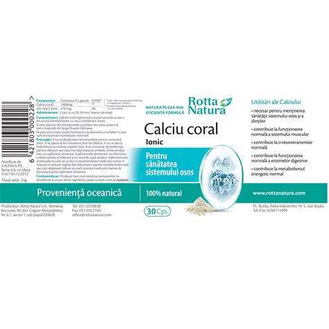 Calciu Coral Ionic 30 Capsule Rotta Natura Farmacia Tei Online