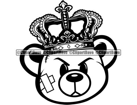 Gangster Teddy Bear King Crown Svg Design Cash Crown Bandage Etsy