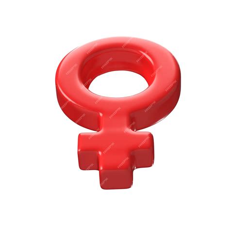 赤い女性のセックス シンボル 3 D アイコン 3 D レンダリング ジェンダー女性シンボル分離透明な Png 背景 プレミアムpsdファイル