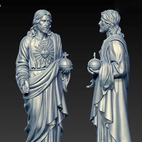 Jesus Statue Ornament Stl File Jesus Sacred Heart Stereo Model 3d