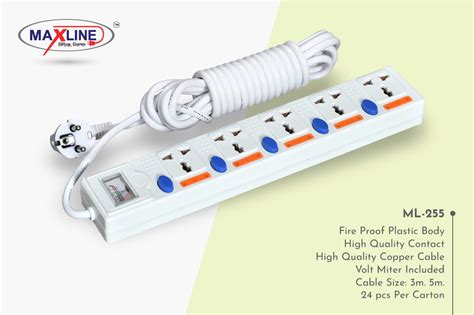 Maxline 5 Gang Multi Extension Socket Model ML 255 3 Miter Wire Maxline