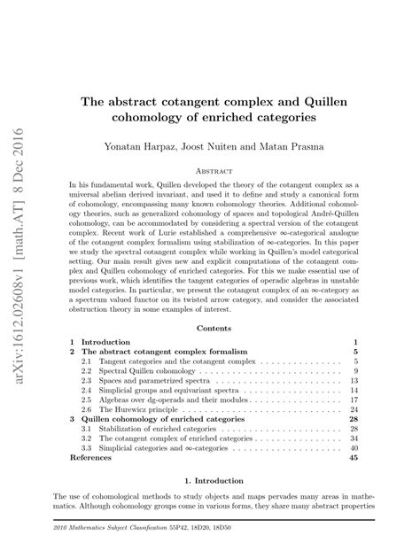 Pdf The Abstract Cotangent Complex And Quillen Cohomology Of Enriched Categories