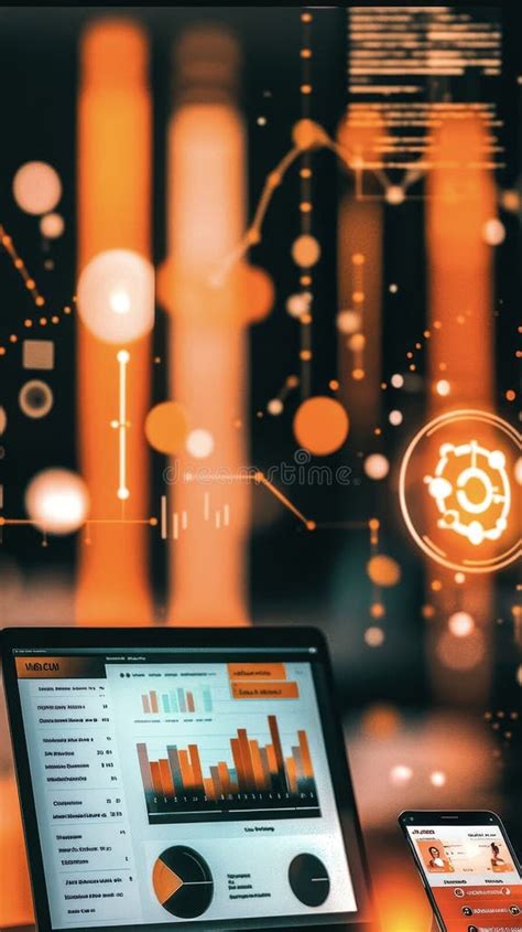 A Computer Monitor Displays A Series Of Graphs And Numbers Stock