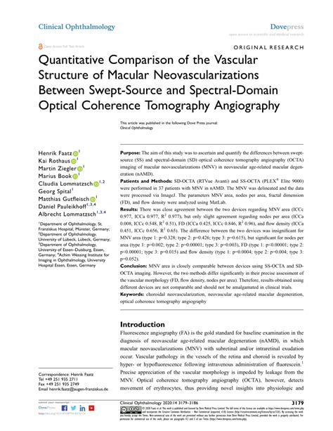 Pdf Quantitative Comparison Of The Vascular Structure Of Macular