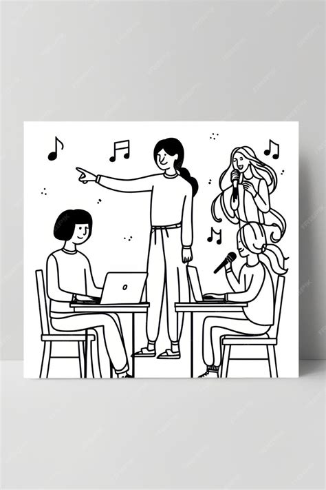 A Cartoon Of A Man Working At A Computer With A Monitor Behind Him Premium Ai Generated Image