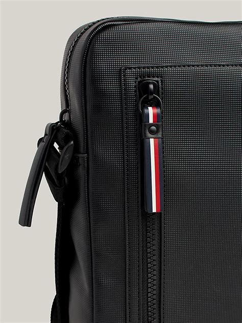 Pique Textured Small Reporter Bag Black Tommy Hilfiger