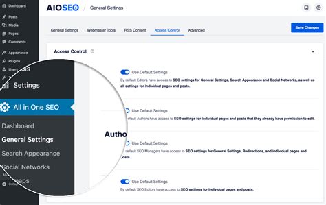 Access Control Settings Aioseo