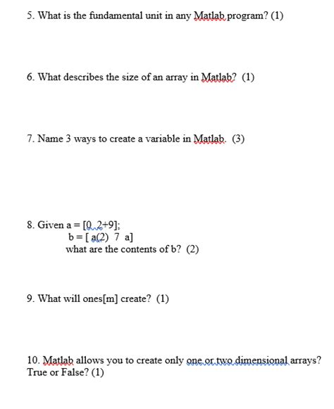 5 What Is The Fundamental Unit In Any Matlab Chegg Com