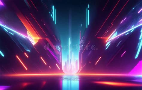 Futuristic Cyber Space City Generative Ai Illustration Stock